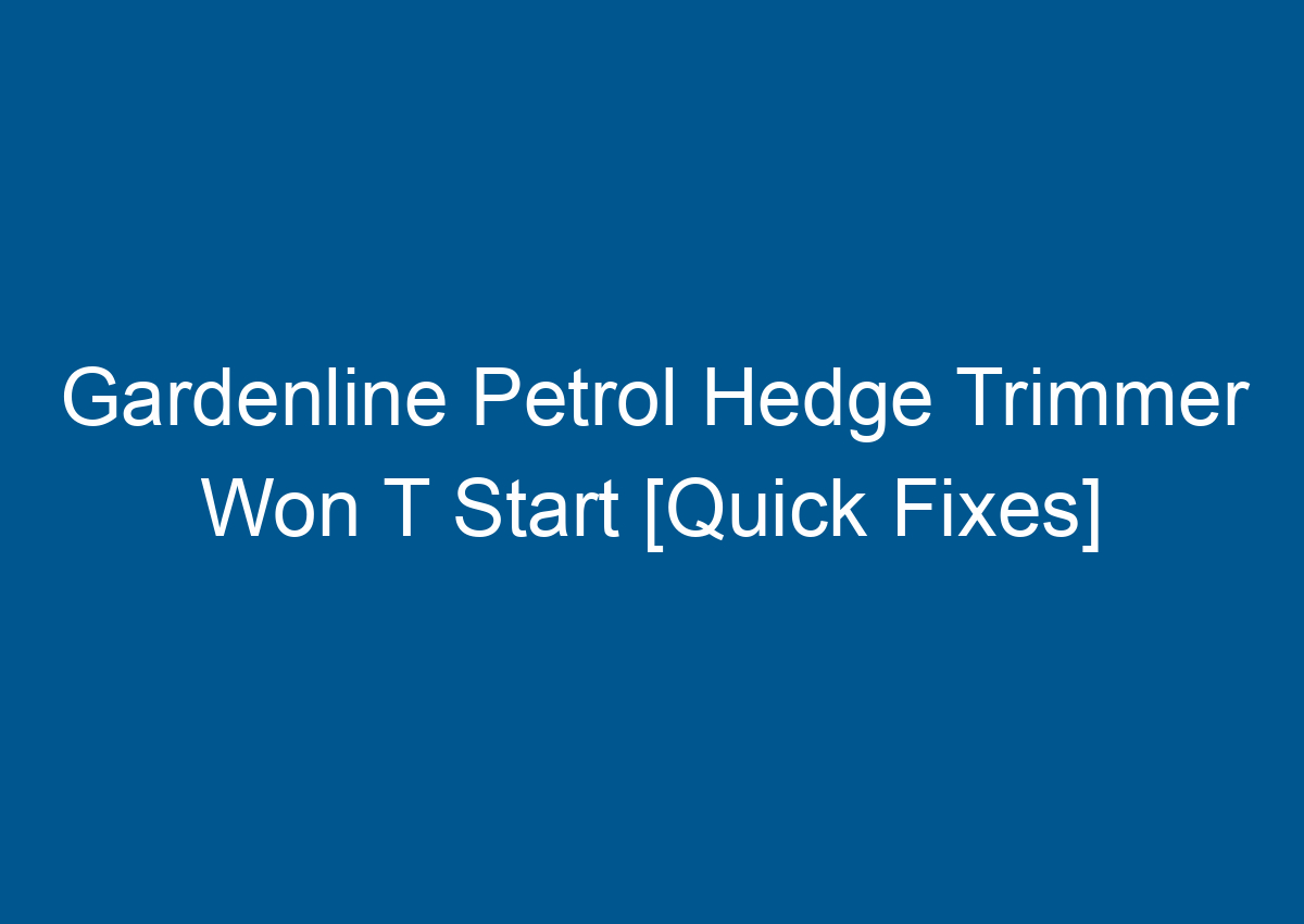 Gardenline Petrol Hedge Trimmer Won T Start [Quick Fixes]
