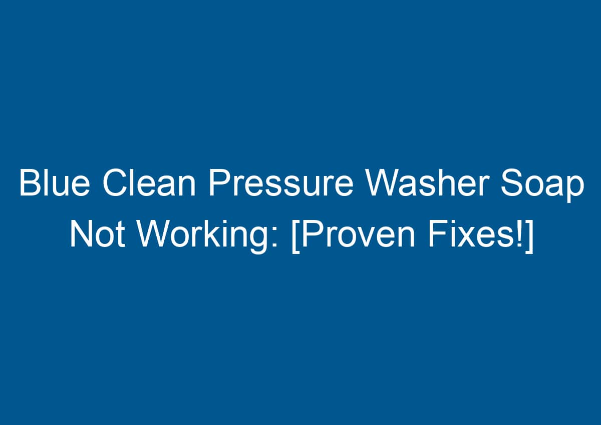 Blue Clean Pressure Washer Soap Not Working: [Proven Fixes!]